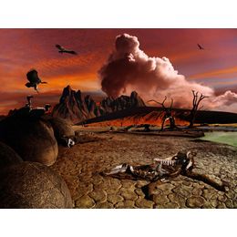 Fototapete papermoon "Apokalyptische Landschaft", bunt, B:3,5m L:2,6m, Vlies, Tapeten