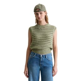Marc O'Polo Damen Strickpullover "aus softem Schurwolle-Mix", gr&uuml;n, Gr. L, MARC O'POLO DENIM, unifarben, Obermaterial: 87% Schurwolle, 13% Polyamid, Pullover