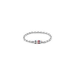 Armband Tommy Hilfiger "BRUCE CHAIN", edelstahlfarben, blau, wei&szlig;, rot, Armb&auml;nder, Damen, 19cm, Edelstahl, Armband