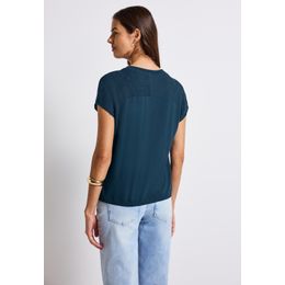 Street One Damen T-Shirt, blau, Gr. 36, Strukturmuster, Stoff, Vorderseite: 77% Polyester, 20% Viskose, 3% Elasthan; R&uuml;ckseite: 95% Viskose, 5%