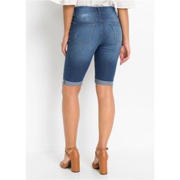 bonprix Damen Bermudasblau stone (l&auml;nge: regul&auml;r), Gr. 40, Web, Obermaterial: 82% Baumwolle, 17% Polyester, 1% Elasthan, Hosen, aus Baumwolle mit