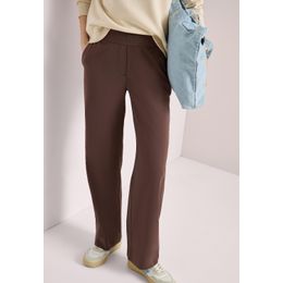 Cecil Damen Stoffhose, braun, Gr. XXL, unifarben, Web, 66% Baumwolle, 30% Polyester, 4% Elasthan, Hosen, mit Wide Legs
