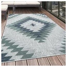 Teppich Ayyildiz TEPPICHE "BAHAMA 5154", blau, B:140cm H:8mm L:200cm, Polypropylen, Teppiche, Teppich, L&auml;ufer, Flachflor mit Hoch-Tief-Struktur, In-und Outdoor geeignet