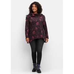 Sweatshirt sheego by Joe Browns, Damen, Gr. 56/58, lila (beere, gemustert), 95% Baumwolle, 5% Elasthan, Besatz:100% Baumwolle, gemustert, Sweatshirts Sweatshirt