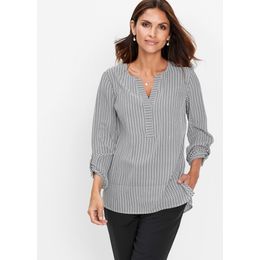 bonprix Damen Tunika "Tunika", schwarz, Gr. 50, Obermaterial: 100% Polyester, Tuniken, eleganter Stil, gerade Passform, mit V-Ausschnitt, aus