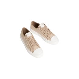 Calvin Klein Damen Plateausneaker "VULC LOW LACEUP AOP CANVAS", Gr. 40beige, Textil, Minimalmuster, unifarben, Basic, Schuhe, Freizeitschuh,