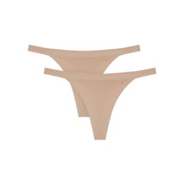 String Triumph "Smart Natural", Damen, Gr. 2, beige (neutral beige), Single Jersey, Obermaterial: 87% Modal, 13% Elasthan, unifarben, bequem, Unterhosen String, modern, minimalistisch, hoher Beinausschnitt, Single Jersey