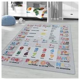 Kinderteppich Ayyildiz TEPPICHE "PLAY 2904", grau, B:80cm H:6mm L:120cm, Polyamid, Teppiche, Kinderteppich, robuster Kurzflor, bunter Spiel Lern Teppich, Kinderzimmer