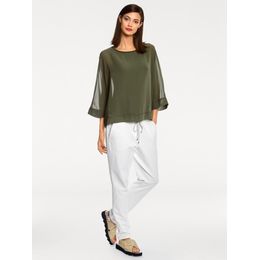 Damen Blusenshirt "Blusenshirt", gr&uuml;n, Gr. 40, Rick Cardona BY HEINE, unifarben, 100% Polyester, Unterteil:5% Elasthan, 95% Viskose, Shirts