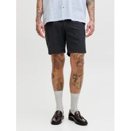 Jack & Jones Chinoshorts JACK & JONES "JPSTMARCO BREEZE SHORTS SRT", Herren, Gr. L, N-Gr, schwarz detail:solid, Web, Obermaterial: 81% Baumwolle, 15% Leinen, 4% Elasthan, unifarben, regular fit, Hosen Chinoshorts