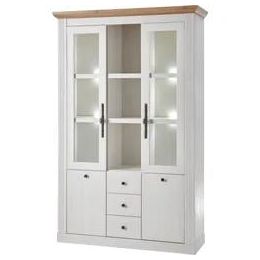 Buffet OTTO HOME "Westminster TOPSELLER", wei&szlig; (pinie wei&szlig;, wotan eiche), B:129cm H:202cm T:42cm, FSC-zertifizierter Holzwerkstoff, Schr&auml;nke, Buffetschrank, im romantischen Landhausstil