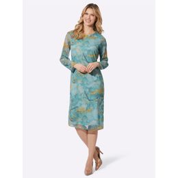 Classic Basics Damen Etuikleid "Kleid", gr&uuml;n, Gr. 44, gemustert, mehrfarbig, 100% Polyester, Kleider