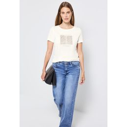Street One Damen T-Shirt, wei&szlig;, Gr. 36, bedruckt, Web, 50% Modal, 50% Baumwolle, Shirts, aus Baumwolle mit Stretchante
