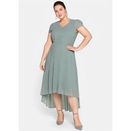 sheego Damen Abendkleid "Abendkleid", braun, Gr. 56, unifarben, Georgette, 100% Polyester, Kleider