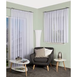 Gardine Home Wohnideen, B:300cm H:245cm, wei&szlig;, Voile, Polyester, Wohnzimmer, Gardinen, "KYRA", EFFEKTVOILE L&Auml;NGSSTREIFEN, KR&Auml;USELBAND