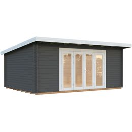 Gartenhaus Palmako "Lea Bifold", grau (dunkelgrau, wei&szlig;), Fu&szlig;boden im Gartenhaus, ohne Dacheindeckung, Massivholz, Gartenh&auml;user, Gartenhaus, verschiedene Farben