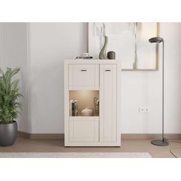 Highboard Home Affaire "Warwick, Hochkommode, Vitrine, Glasvitrine, Kombi-Highboard", kaschmir, B:83,5cm H:10cm T:35cm, Glas, Holzwerkstoff, MDF, Sideboards, Highboard, Modernes Highboard: Kaschmir-Dekor, 2 T&uuml;ren, Hei&szlig;folienpr&auml;gung