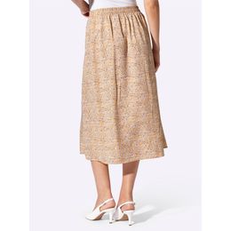 Classic Basics Damen Sommerrockcamel, champagner, bedruckt, Gr. 40, gemustert, gepunktet, 100% Polyester, R&ouml;cke