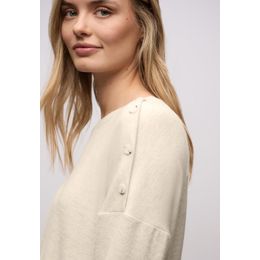 Street One Damen Langarmshirtcotton beige meliert, Gr. 46, meliert, Stoff, 51% Polyester, 45% Viskose, 4% Elasthan, Shirts, mit Rundhalsausschnitt