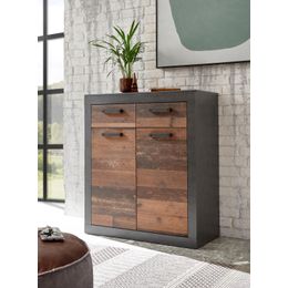 Kommode Home Affaire "BROOKLYN", grau (matera), B:92cm H:104cm T:42cm, Sideboards, Kommode, Breite ca. 92 cm
