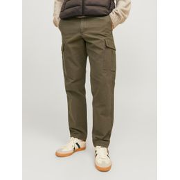 Jack & Jones JACK & JONES Herren Cargohose "JPSTKANE BARKLEY CARGO PANT NOOS", gr&uuml;n, Gr. 32, unifarben, Web, Obermaterial: 100% Baumwolle, Hosen
