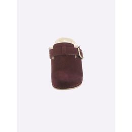 MUBB Damen Pantoffel, Gr. 39, rot, Veloursleder, Basic, Schuhe