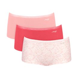 Sloggi Damen Panty "GO Crush Short C3P", Gr. M, rosa, Single Jersey, Obermaterial: 95% Baumwolle, 5% Elasthan, Unterhosen, mit Spitzendetails
