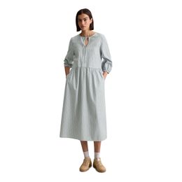 Marc O'Polo Damen Midikleid "aus Baumwoll-Dobby", gr&uuml;n, Gr. S, MARC O'POLO DENIM, gestreift, Obermaterial: 100% Baumwolle, Kleider