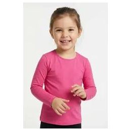Langarmshirt happy girls, M&auml;dchen, Gr. 104, pink, Jersey, Obermaterial: 95% Baumwolle, 5% Elasthan, unifarben, figurbetont h&uuml;ftlang, Rundhals, abgesteppte Kante, Shirts Langarmshirt, in Basic-Form
