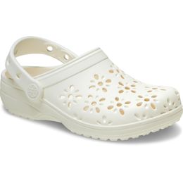Crocs M&auml;dchen Clog "Classic Floral Cut Out Clog", Gr. 33, beige, Croslite , gebl&uuml;mt, Schuhe, Sommerschuh, Sandale, Strandschuh mit schwenkbarem