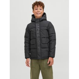 Jack & Jones Jungen Steppjacke "JCOSPEED PUFFER SN JNR"schwarz, Gr. 152, JACK & JONES JUNIOR, unifarben mit Farbeinsatz, Web, Obermaterial: 100% Polyester,