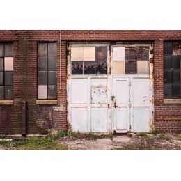 Fototapete papermoon "VINTAGE GARAGE-ZIEGELWAND STEINWAND STRUKTUR NEW YORK", bunt, B:4m L:2,6m, Vlies, Tapeten