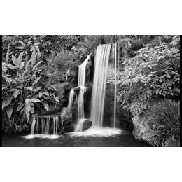Fototapete papermoon "Schwarzweiss-Wasserfall", bunt, B:4m L:2,6m, Vlies, Tapeten