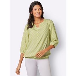 Classic Basics Damen Schlupfbluse, gr&uuml;n, Gr. 56, gemustert, 100% Polyester, Blusen