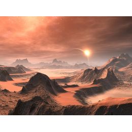 Fototapete papermoon "PLANETEN-FUTURISTISCH WELTRAUM MOND GALAXIE UNIVERSUM", bunt, B:4m L:2,6m, Vlies, Tapeten