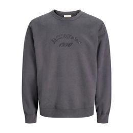 Jack & Jones JACK & JONES Herren Sweatshirt "JORBLEECKER BRANDING SWEAT CREW BF", grau, Gr. S, bedruckt, angeraute Sweatware, Obermaterial: 70% Baumwolle, 30%