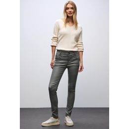 Street One Damen Lederimitathose, grau, Gr. 36, unifarben, Stoff, 79% Viskose, 18% Nylon, 3% Elasthan, Hosen, mit Coating