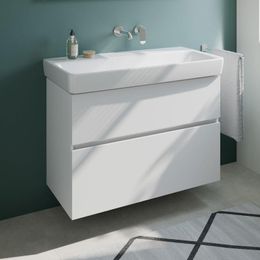 Geberit Renova Plan Waschtisch, evineo ineo5 evo Unterschrank B: 100 cm, 2 Ausz&uuml;ge, mit Griffmulde,, 501709008+BE0991WM,