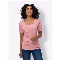 Kurzarmshirt Classic Basics "Kurzarm-Shirt", Damen, Gr. 42, rosa (rosenquarz), 100% Baumwolle, unifarben, eckiger Ausschnitt, Shirts