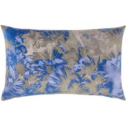 Dekokissen Pad "ROMANCE FLOWER", braun, blau, B:60cm L:35cm, Polyester, Dekokissen_Sitzkissen_Kissenh&uuml;llen, Made in Europe