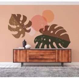 A.S. Cr&eacute;ation Vliestapete A.S. CR&Eacute;ATION "Fototapete Monstera Bl&auml;tter Beige Braun", beige, B:2,55m H:0,02m L:3,5m, Vlies, Tapeten