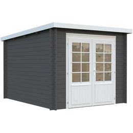 Gartenhaus Palmako "Ella", dunkelgrau, wei&szlig;, ohne Fu&szlig;boden, ohne Dacheindeckung, Massivholz, Gartenh&auml;user, Gartenhaus, verschiedene Farben