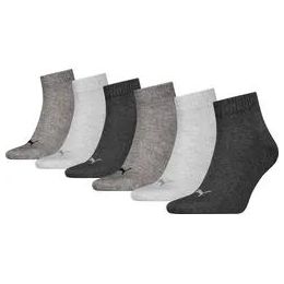 Kurzsocken Puma "Puma UNISEX QUARTER PLAIN 6P ECOM", Herren, Gr. 35-38, grau (anthraci, l mel grau, m mel grau), Baumwolle, Baumwollmischung, Elasthan, Polyamid, meliert, unifarben, elastisch, Socken, mit Rippb&uuml;ndchen