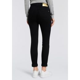 MAC Damen Straight-Jeans "MACMELANIE", schwarz, Gr. 34, Denim/Jeans, Obermaterial: 77% Baumwolle, 10% Polyester, 10% Viskose, 3% Elasthan, Jeans,