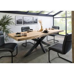 Baumtisch Mango 200x100x77 beige lackiert / Kreuzgestell anthrazit gl&auml;nzend FREEFORM 5