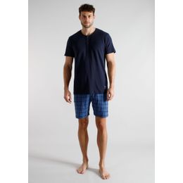 Tom Tailor Herren Shorty, Gr. 50blau, mittel, karo, Single Jersey, Obermaterial: 100% Baumwolle, Homewear-Sets, aus Baumwolle, Single Jersey,