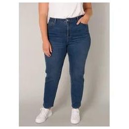Slim-fit-Jeans Base Level Curvy, Damen, Gr. 44, L&auml;nge 30, blau (mid blau), Denim/Jeans, Obermaterial: 92% Baumwolle, 6% Polyester, 2% Elasthan, unifarben, slim fit kn&ouml;chellang, Jeans Slim-fit-Jeans, in gro&szlig;en Gr&ouml;&szlig;en