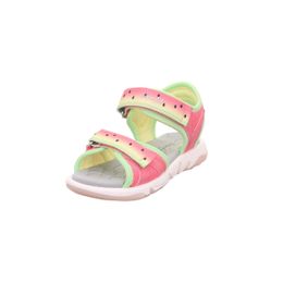 Sandale Superfit "PEBBLES WMS: mittel", M&auml;dchen, Gr. 30, pink, hellgr&uuml;n, Lederimitat, Textil, Schuhe Sandale, Sandalette mit s&uuml;&szlig;em Motiv, Gr&ouml;&szlig;enschablone zum Download