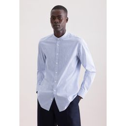 Seidensticker Herren Businesshemd, blau, Gr. 39, gestreift, 100% Baumwolle, Hemden, Slim 1/1 Stehkragen Gestreift