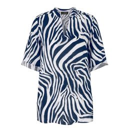 Doris Streich - Long-Bluse mit 3/4-Arm, blau, Gr. 46 / L - Leinen
